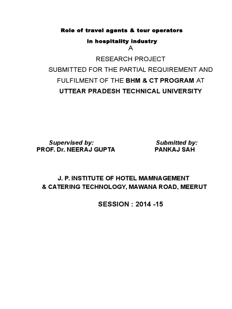 Travel Agents & Tour Operators in Hospitality | PDF | Tourism | Sales