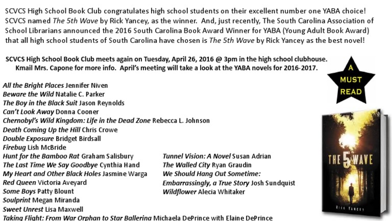 SCVCS High School Book Club: 5th Wave Winner | PDF