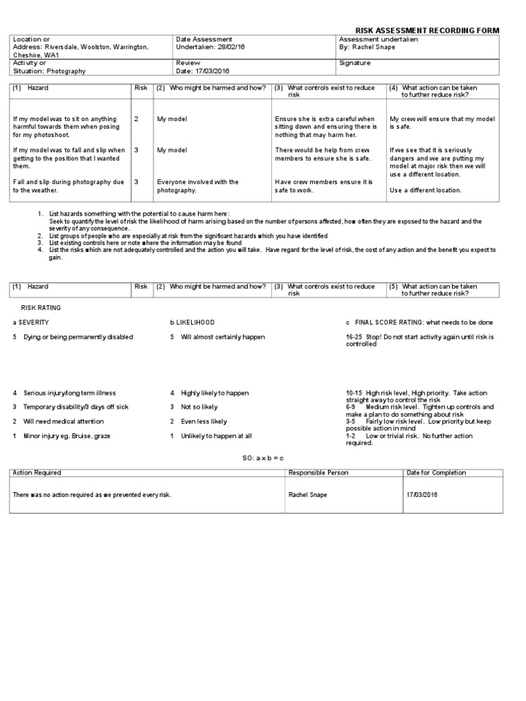 Risk Assessment Horse | Hazards | Risk