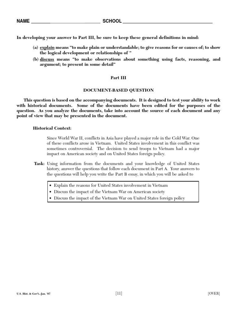 DBQ Vietnam War | PDF | Vietnam War | War Powers Resolution