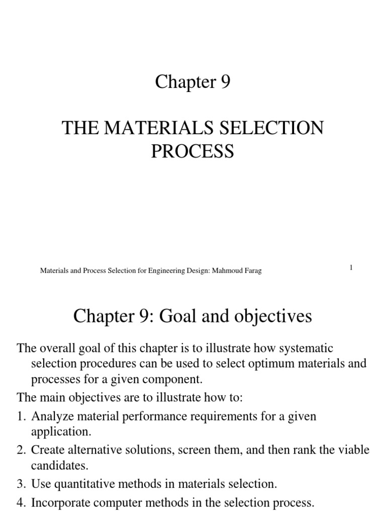 Chapter10 Material Selection Process | PDF | Engineering Design Process ...