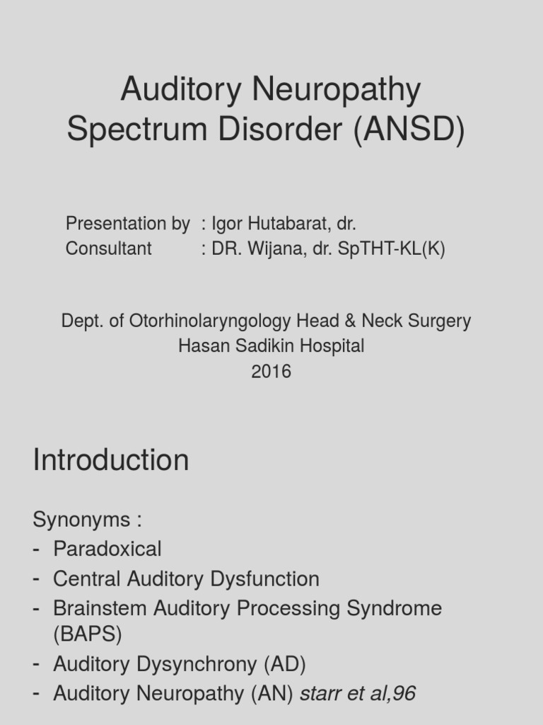 Ansd | PDF | Hearing | Hearing Loss
