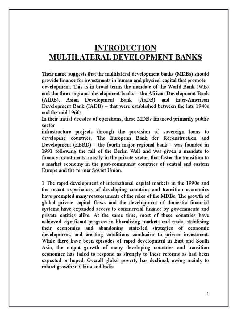 Multilateral Development Banks | PDF | Interest | Subsidy