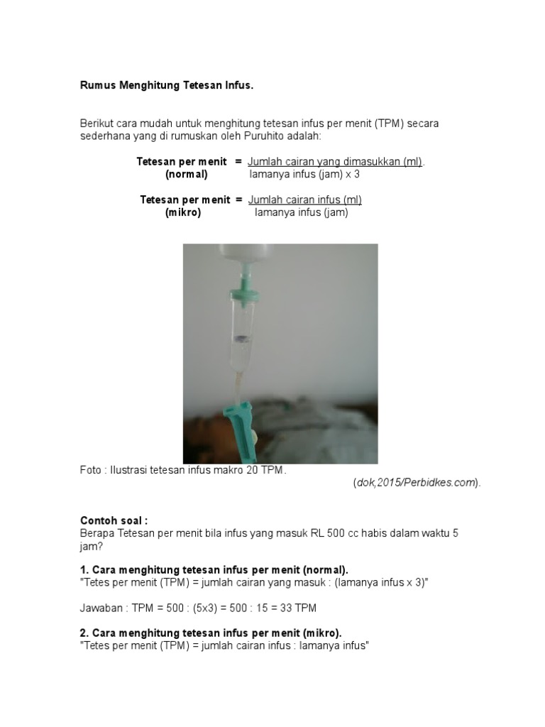 Rumus Menghitung Tetesan Infus | PDF