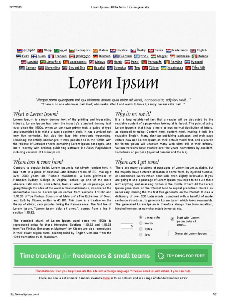 History of Lorem Ipsum Text | PDF