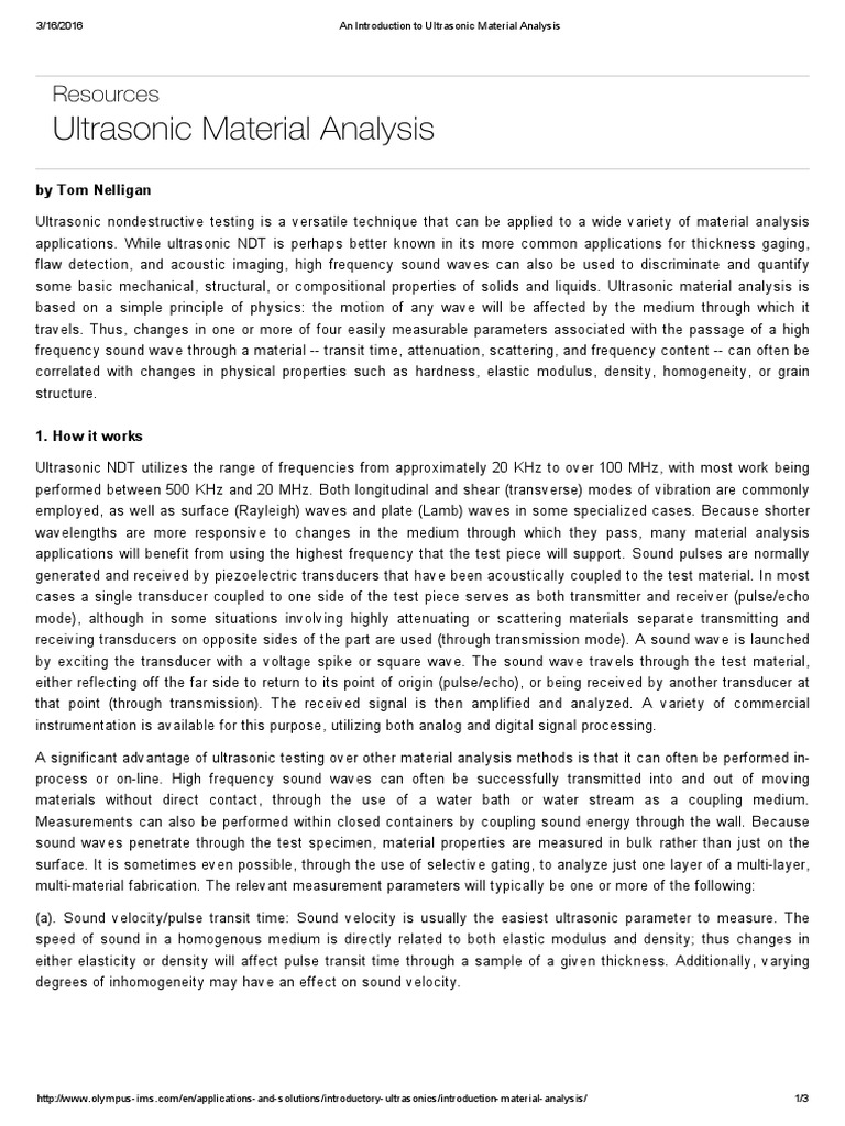 An Introduction To Ultrasonic Material Analysis | PDF | Ultrasound ...