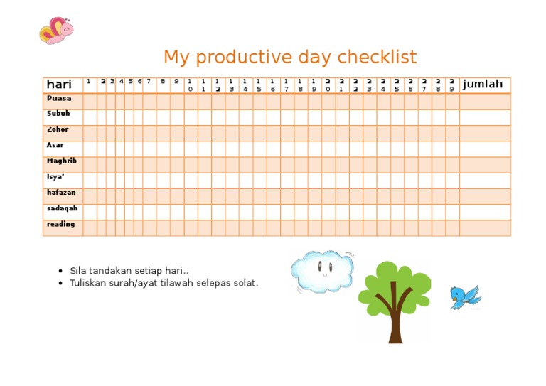 My Productive Day Checklist | PDF | Cooking, Food & Wine