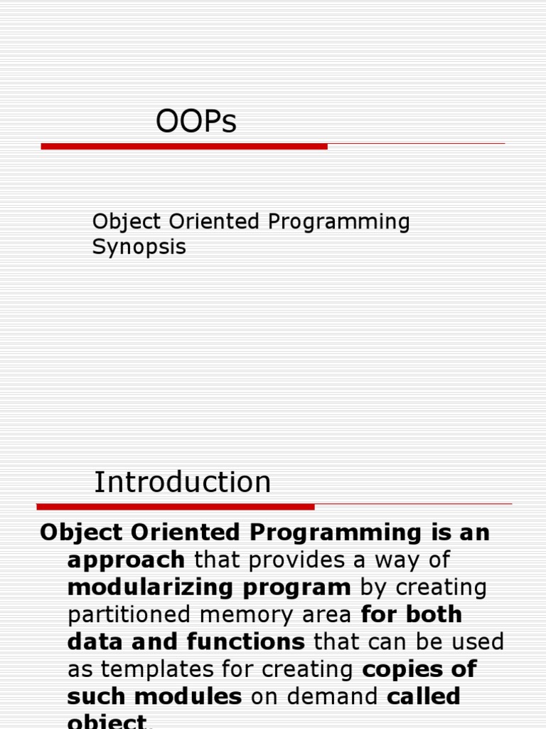 Object Oriented Programming Synopsis | PDF | Object Oriented Programming | Class (Computer ...