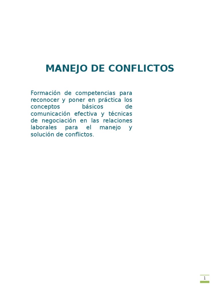 Manual Manejo Conflictos | PDF | Conflicto (proceso) | Mediación