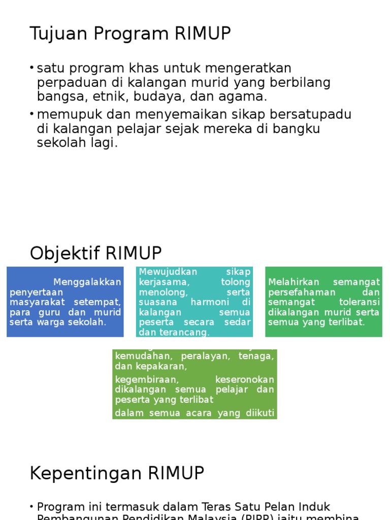 Tujuan Program RIMUP | PDF