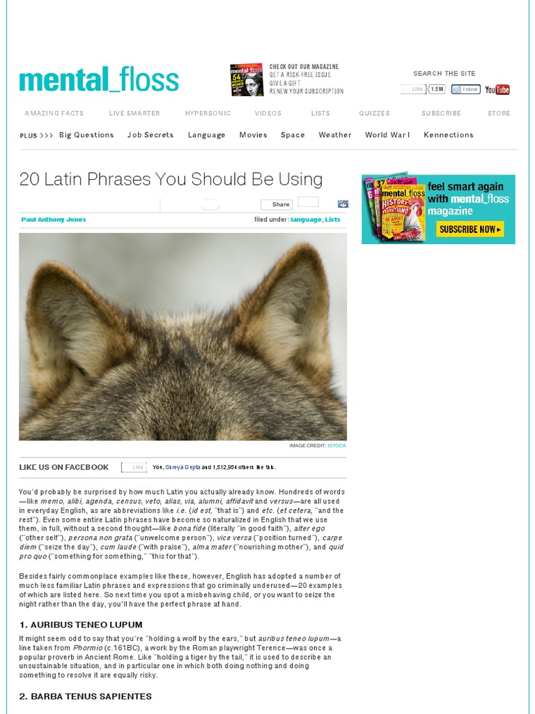 20 Latin Phrases You Should Be Using - Mental Floss PDF | PDF