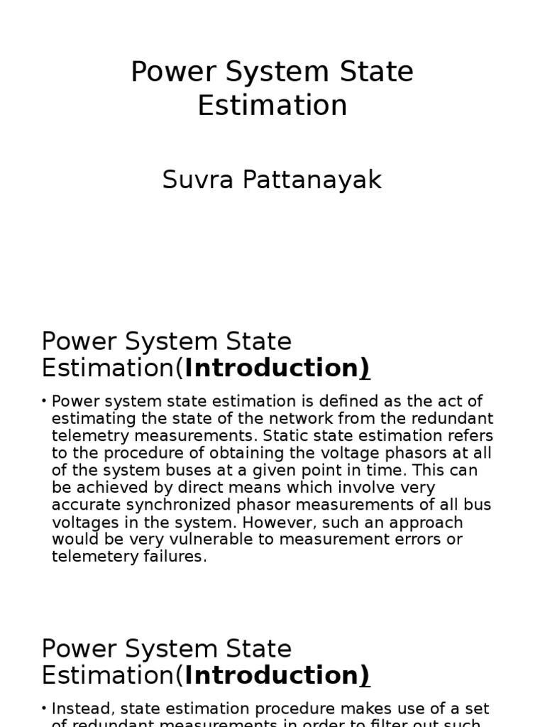 Power System State Estimation Pdf Least Squares Linear Algebra