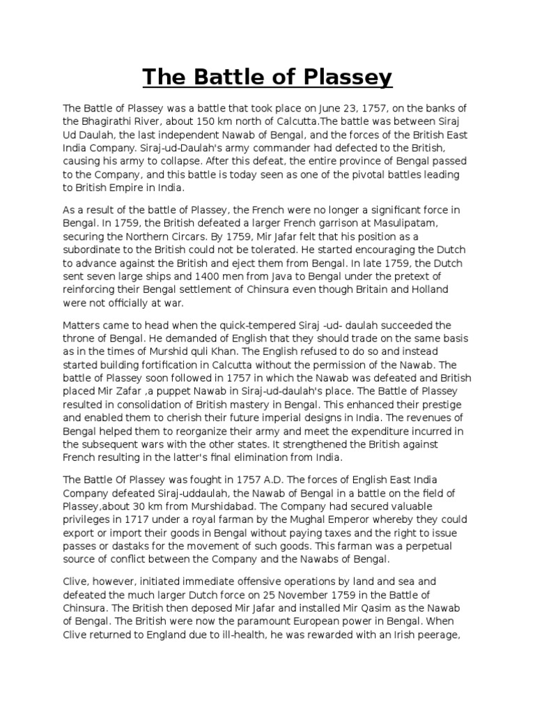 The Decisive British Victory at Plassey that Established their Rule ...