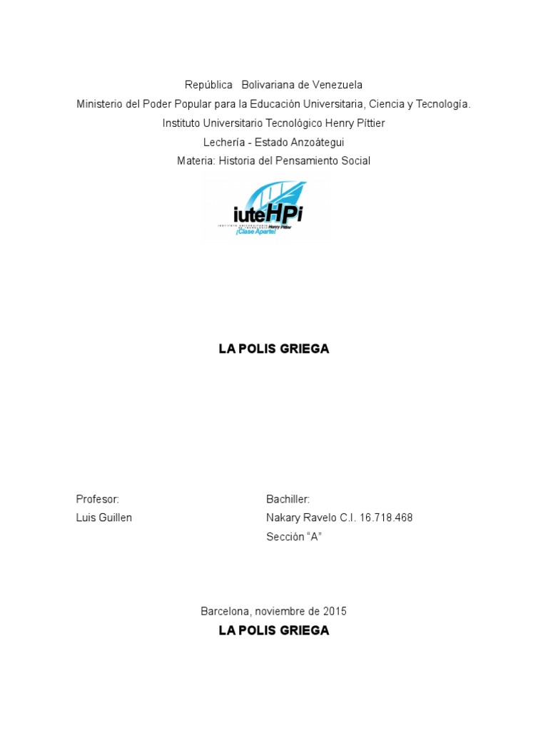 La organización social y política de la polis griega: ciudadanos ...