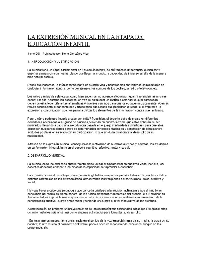 La Expresión Musical en La Etapa de Educación Infantil | PDF | Ritmo ...