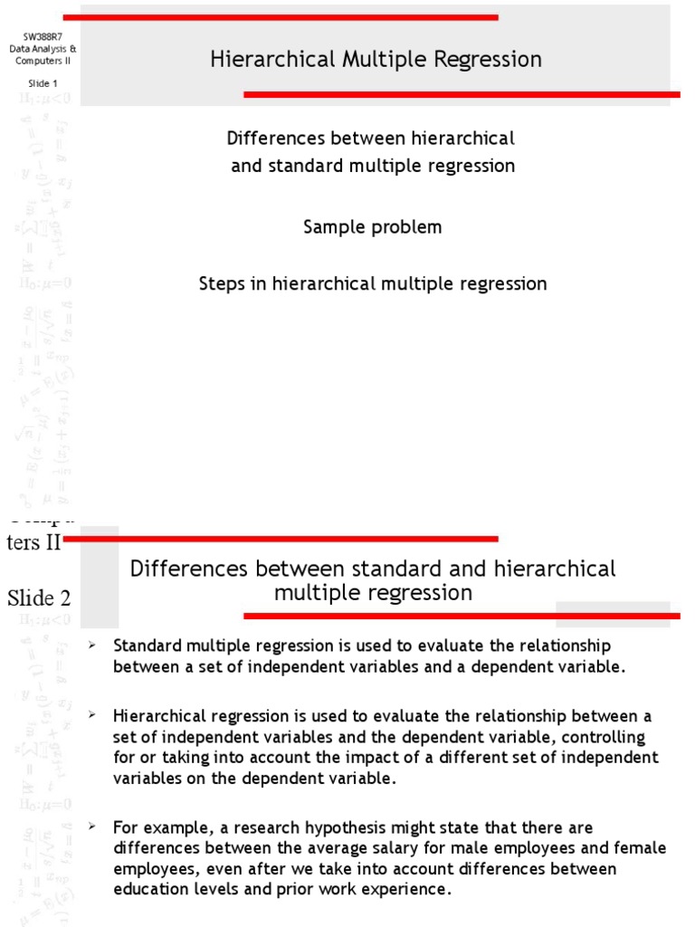 Hierarchical Multiple Regression) | PDF | Multilevel Model | Regression ...