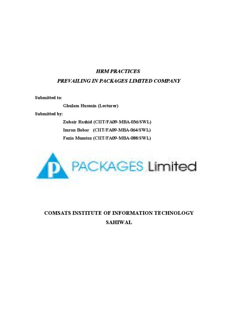 HRM Practices Prevailing in Packages Limited Company | PDF ...