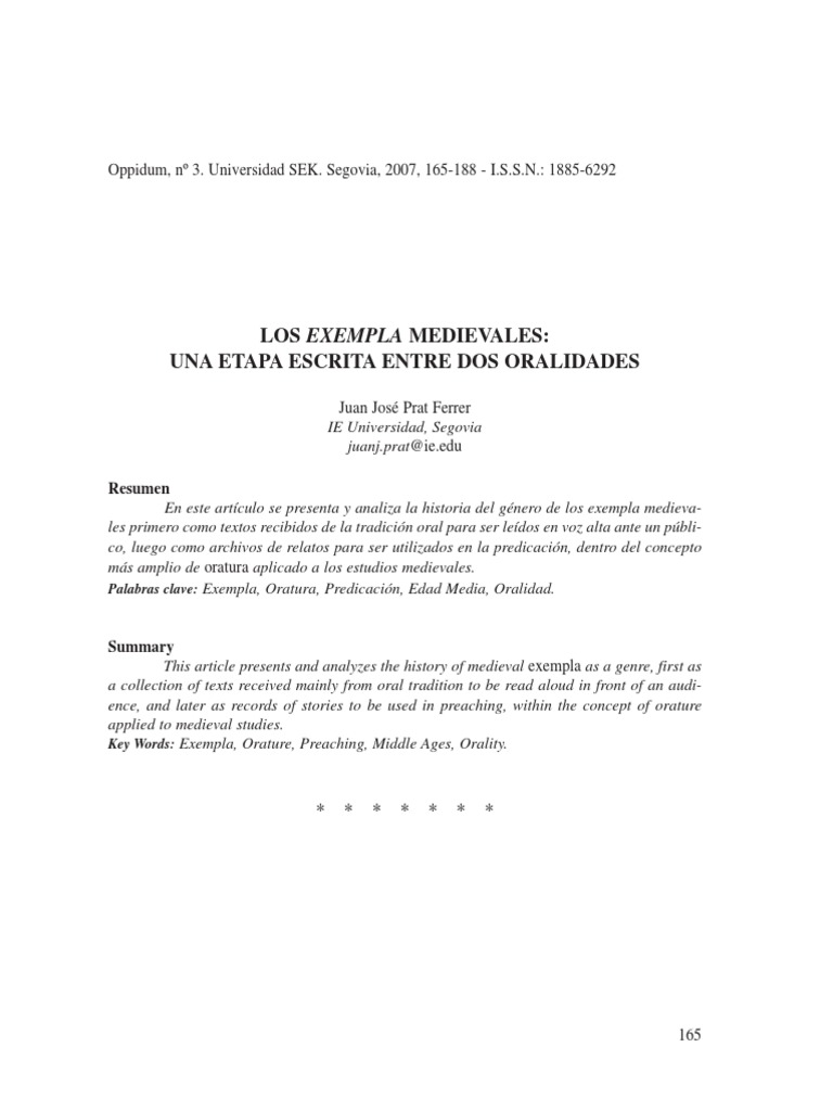 Historia de los Exempla Medievales | PDF | Lectura (proceso) | Religión ...