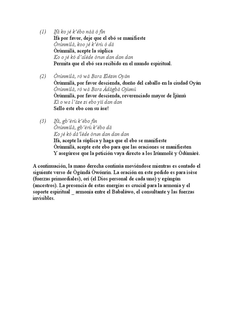 Oriki para Que El Ebbo Se Manifieste | PDF | Artes del Lenguaje y ...