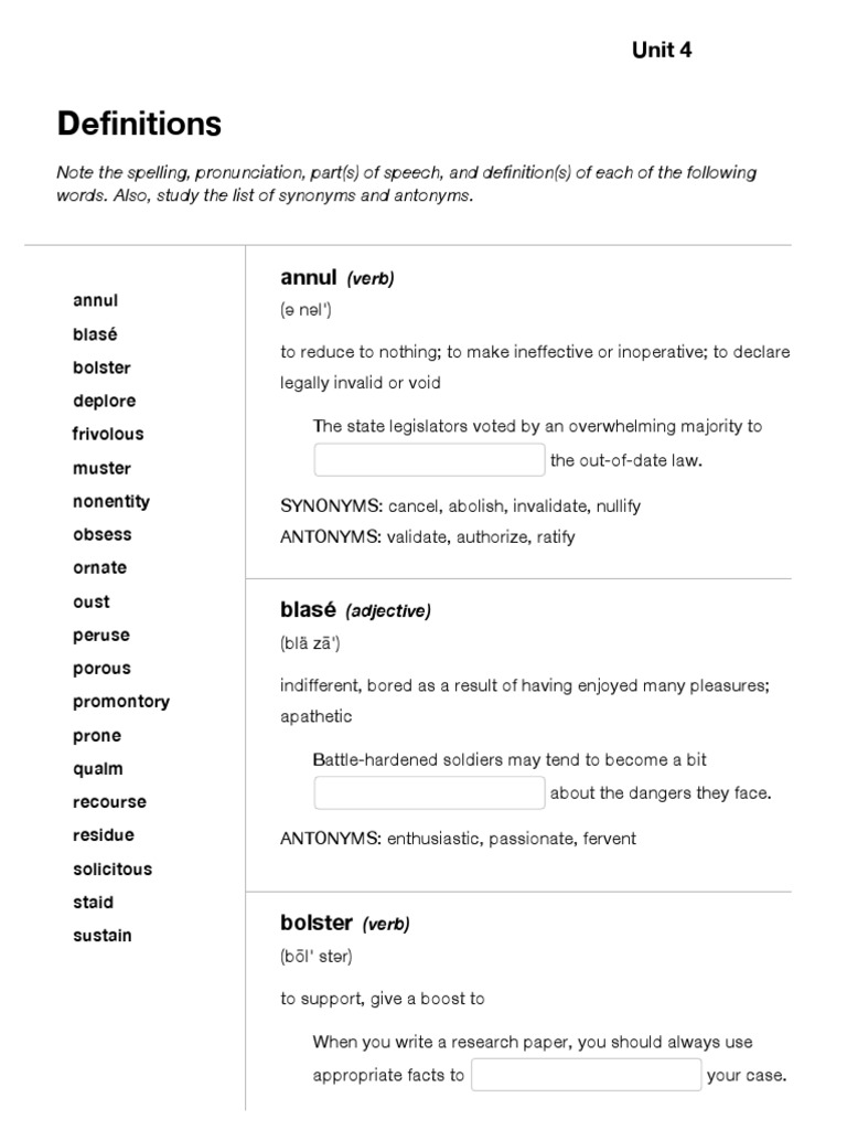 Sadlier Connect™ - Definitions | Lexicology | Semantic Units