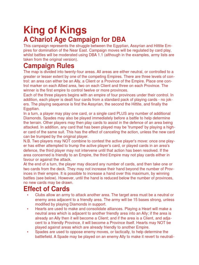 DBA Rules Diplomacy | PDF | Assyria | Hittites