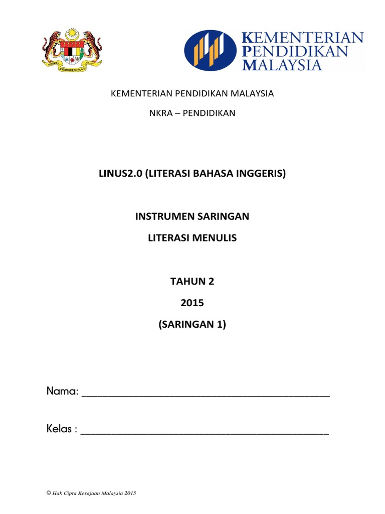 Instrumen Saringan Menulis Tahun 2 | PDF | Semiotics | Writing