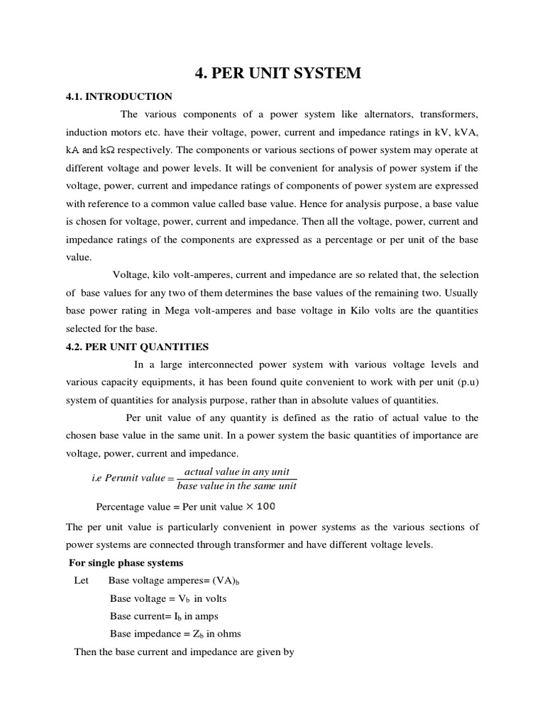 1.per Unit System PDF | PDF | Volt | Electrical Impedance