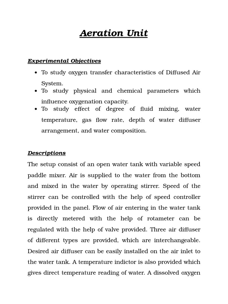 Aeration Unit | PDF | Atmosphere Of Earth | Oxygen