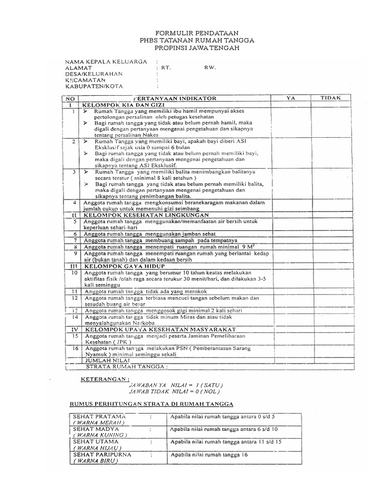 Formulir Pendataan PHBS | PDF