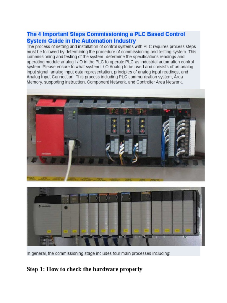Commissioning A PLC Based Control System Guide in The Automation Industry | PDF | Programmable ...