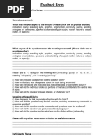 Template: Guest Lecture Feedback Form | PDF | Cognition | Communication