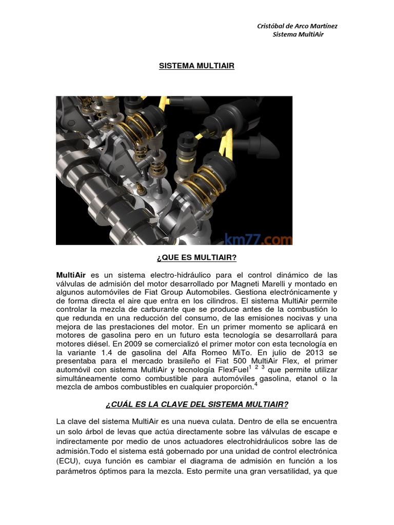 Sistema MultiAir PDF | PDF | Motor de combustión interna | Vehículos