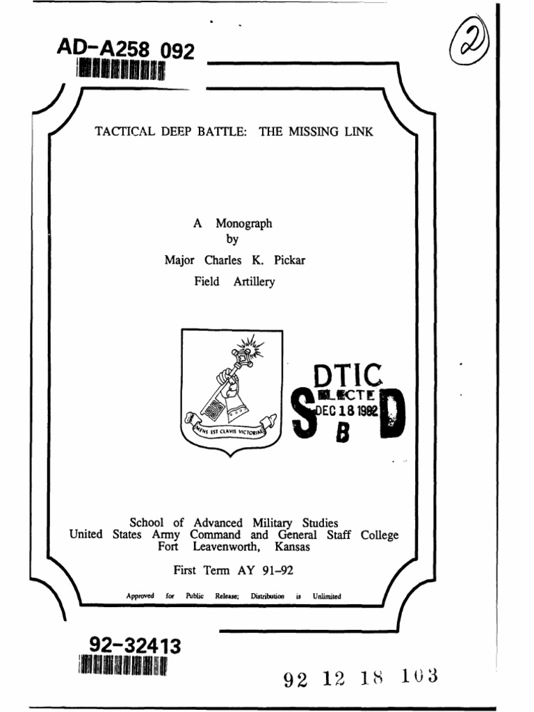 Tactical Deep Battle The Missing Link | PDF | Maneuver Warfare ...