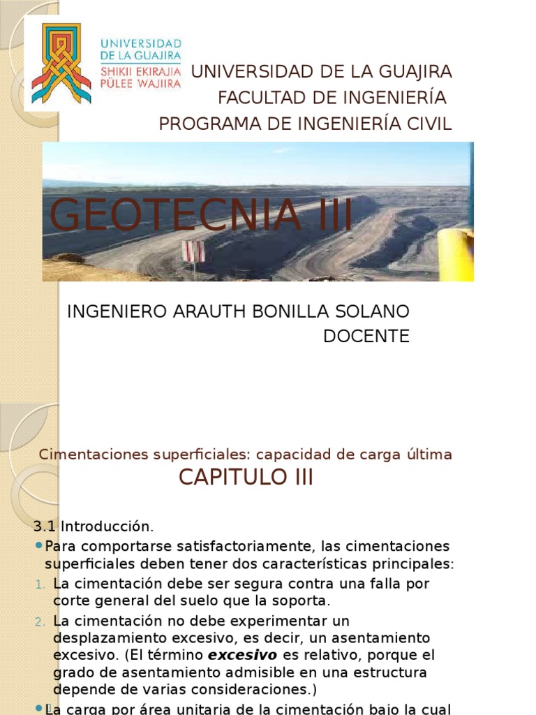 Geotecnia III Capitulo 3 | PDF | Fundación (Ingeniería) | Falla (geología)