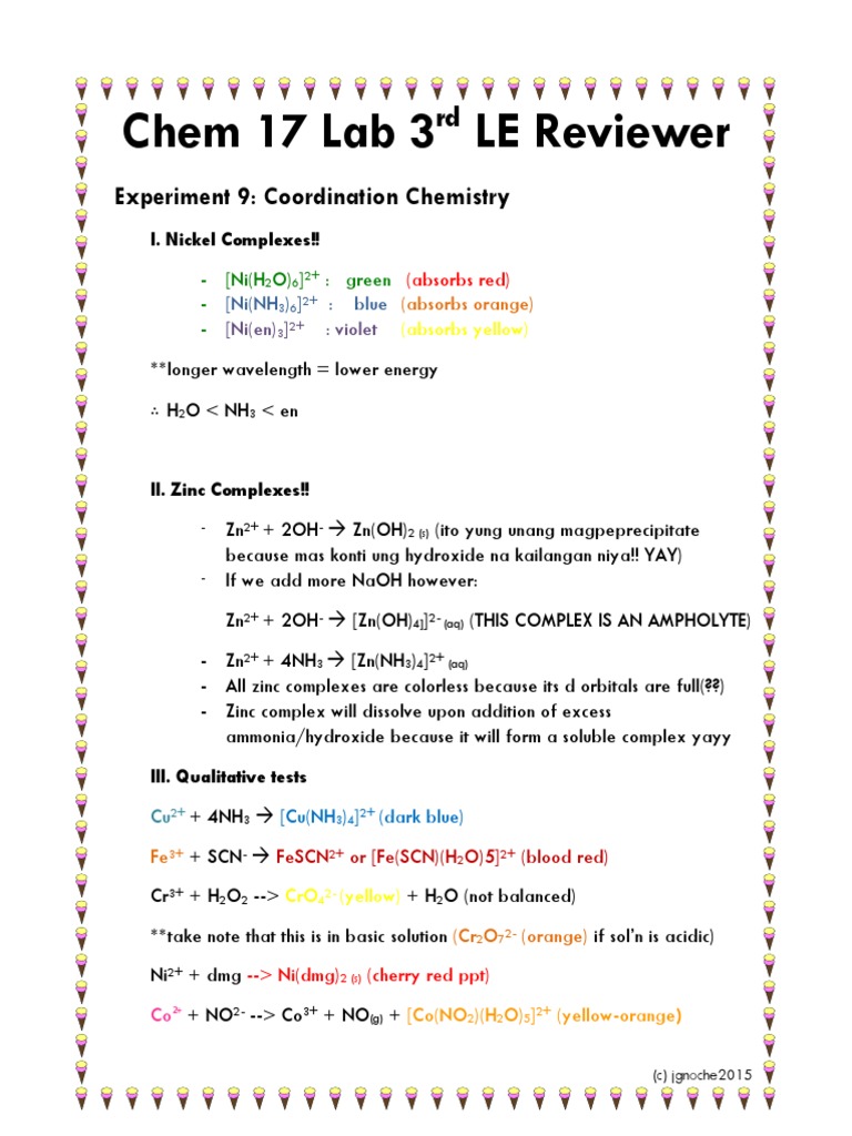 Coordination & Redox Chemistry Review | PDF | Transition Metals ...
