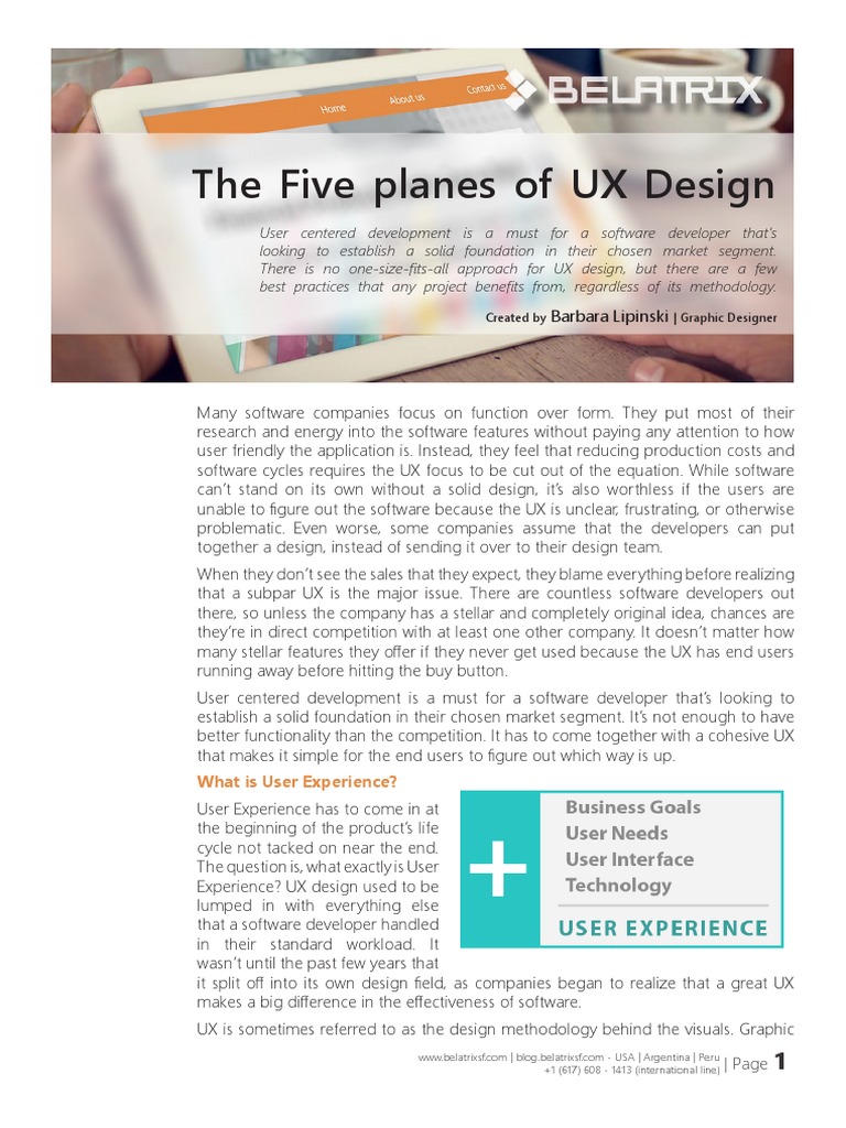 Whitepaper The Five Planes of UX Design | PDF | User Experience ...