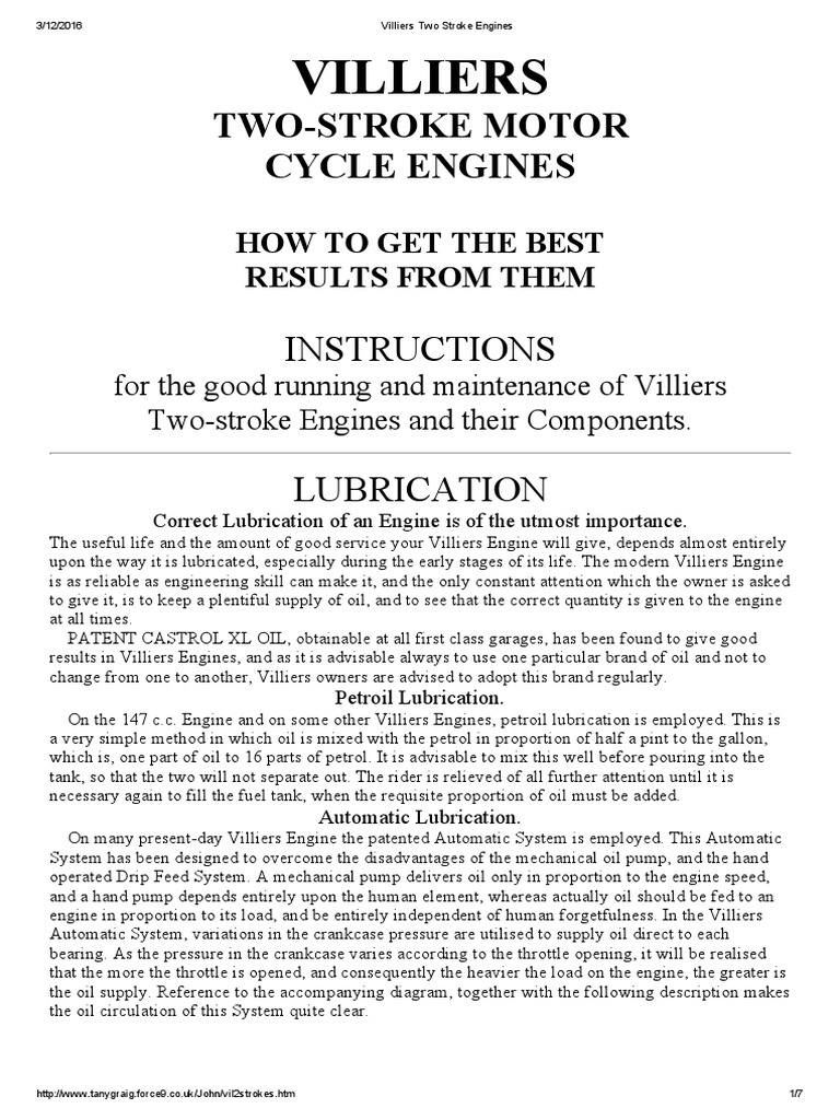 Villiers Two Stroke Engines | Download Free PDF | Piston | Cylinder ...