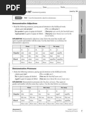 Spanish Demonstrative Adjectives Worksheet Spanish Adjectives