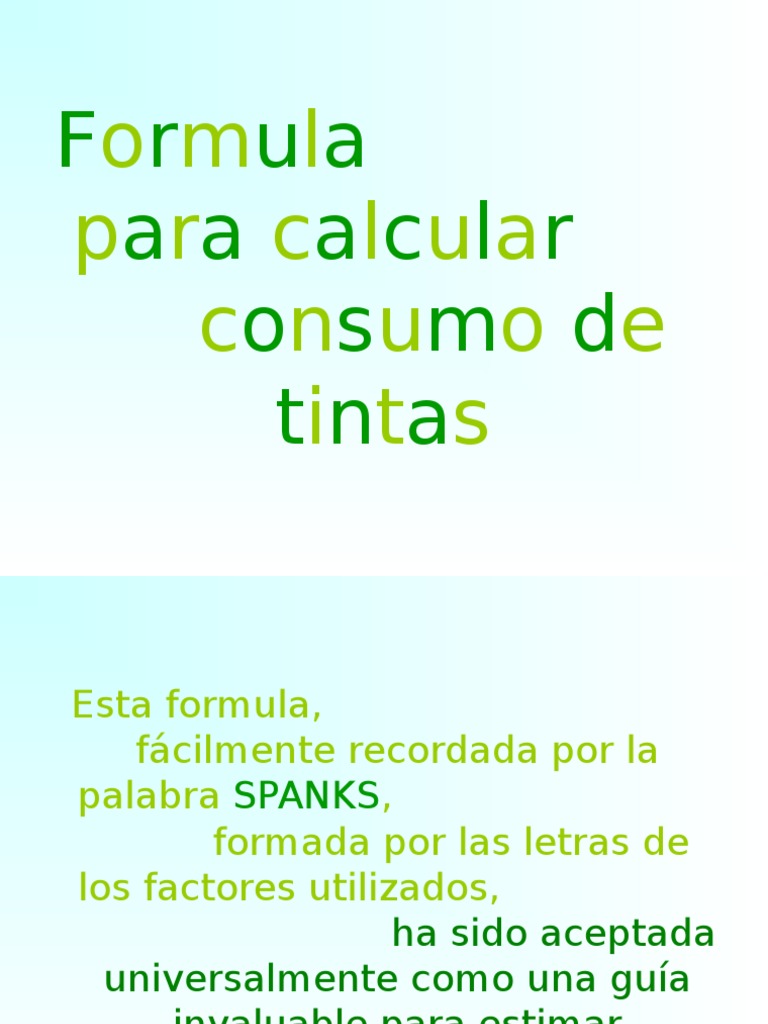 Formula para Calcular Consumo de Tintas | PDF | Tinta | Imprenta