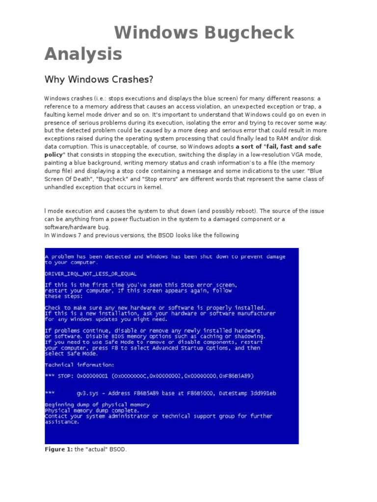 Windows Bugcheck Analysis | PDF | Device Driver | Kernel (Operating System)