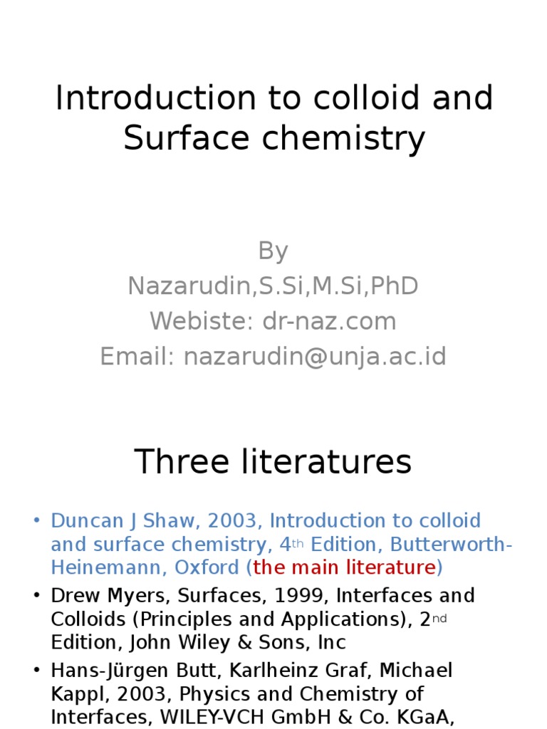Introduction To Colloid and Surface Chemistry | PDF | Colloid | Particle