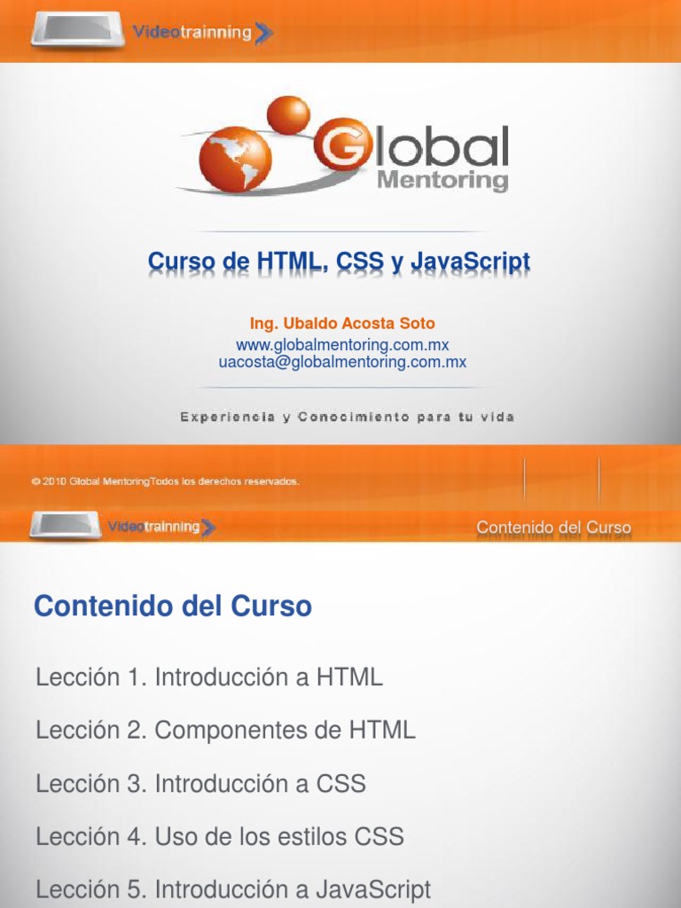 Curso de HTML Global Mentoring | PDF | Hojas de estilo en cascada | Script Java