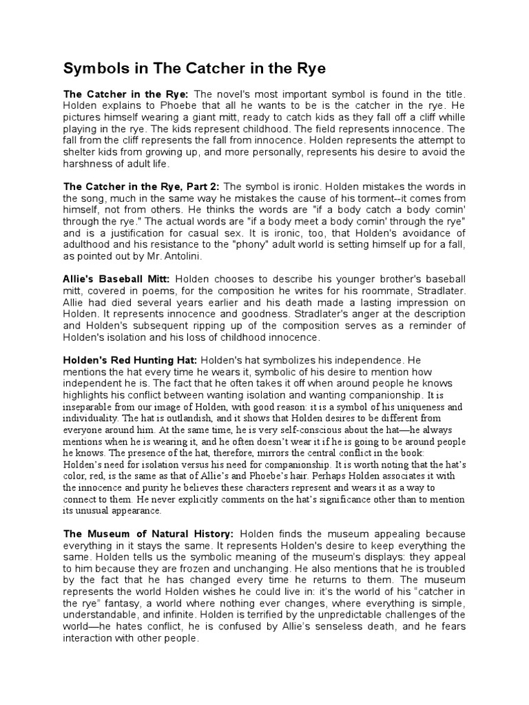 Symbols in The Catcher in The Rye | PDF