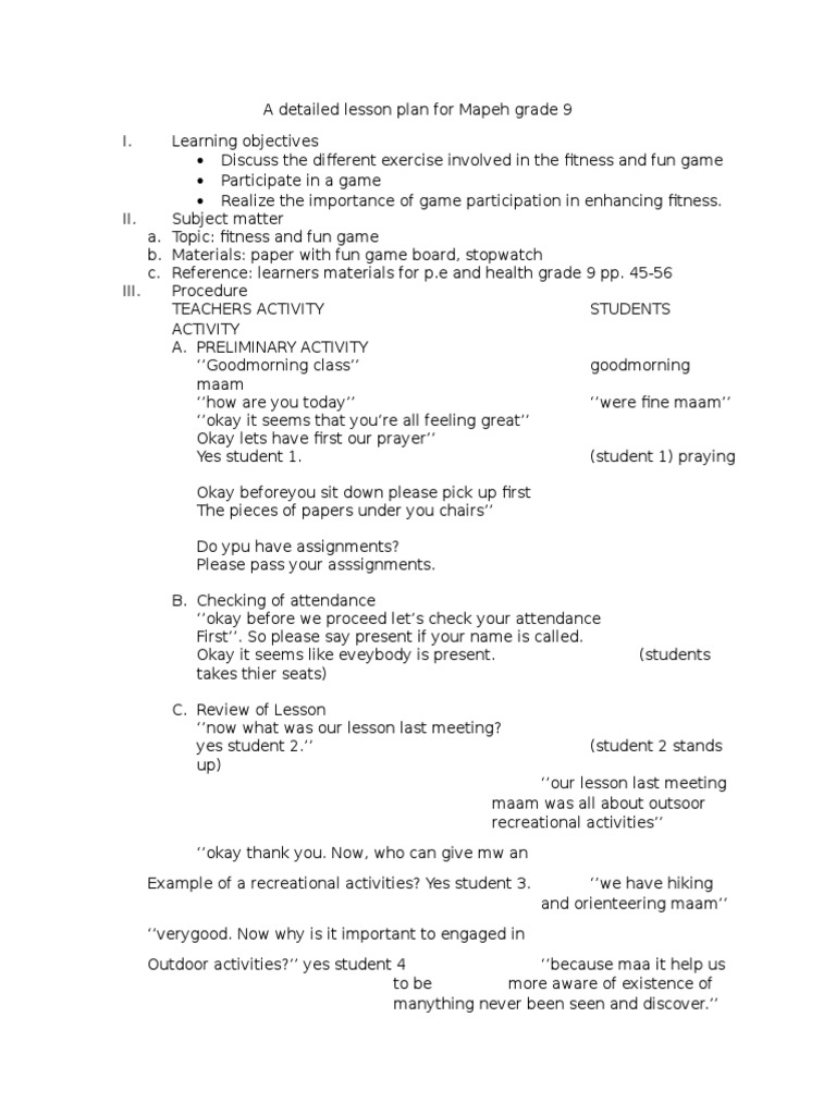 Detailed Lesson Plan | PDF | Lesson Plan | Education Theory