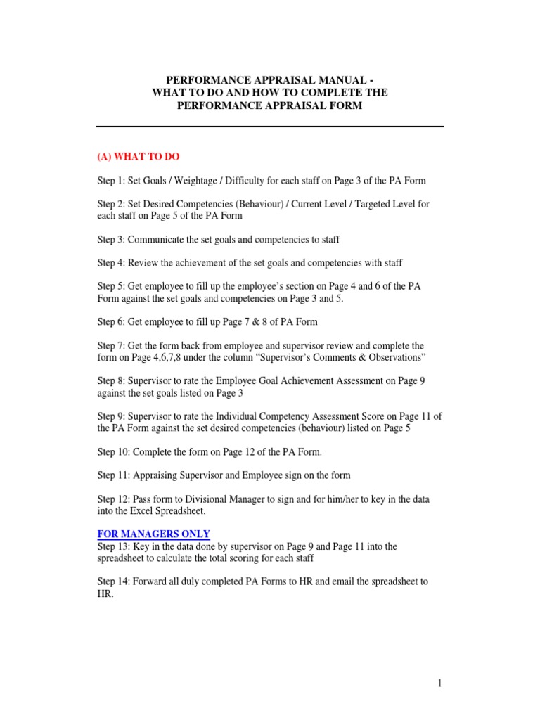 Performance Appraisal Manual | PDF | Performance Appraisal | Competence ...