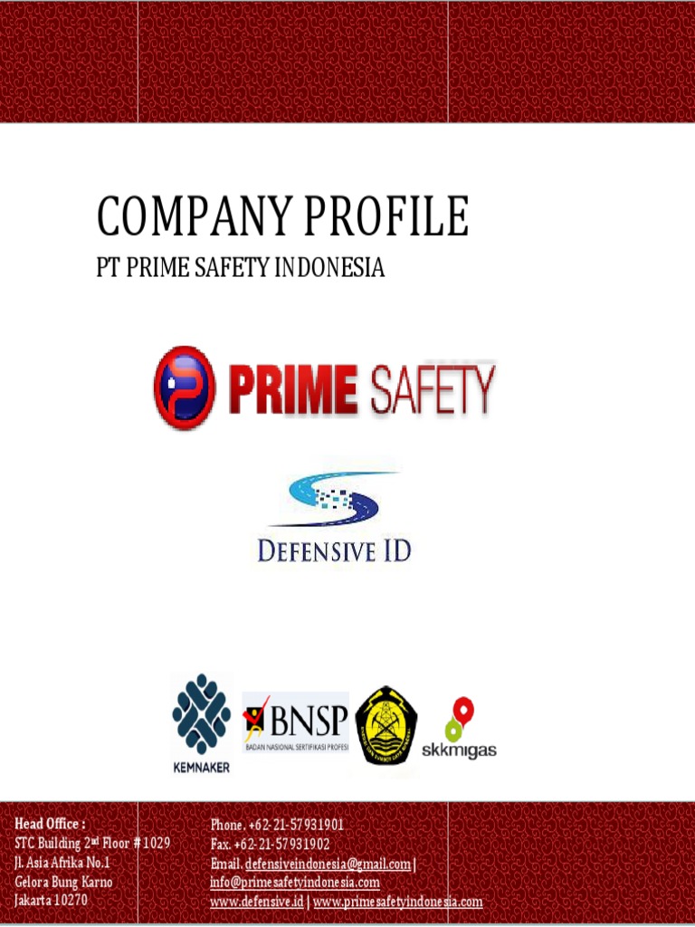 PrimeSafety Training k3 Company Profile | PDF | Jakarta | Motor Vehicle