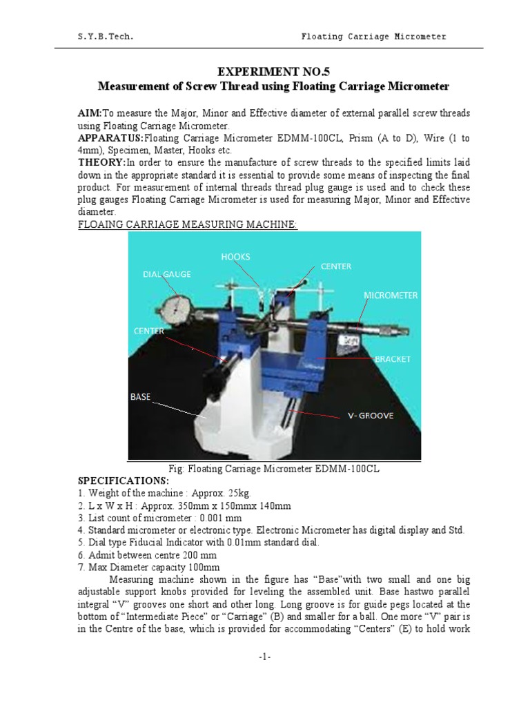 Measuring Screw Threads with Micrometer | PDF