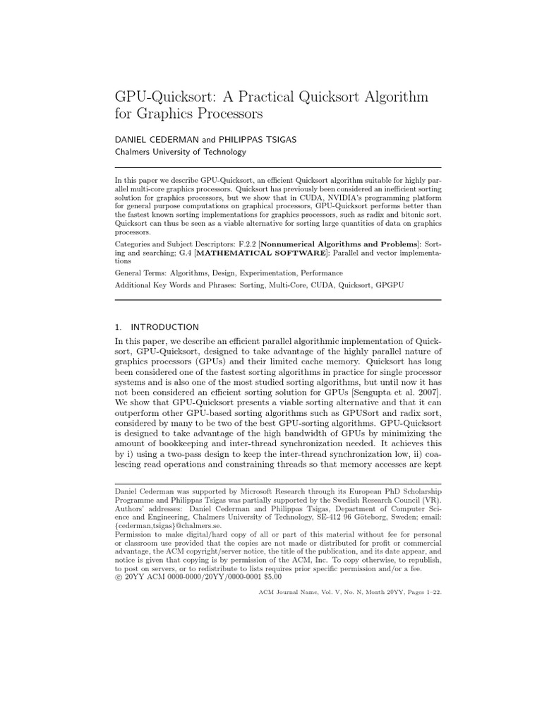 GPU Quicksort | PDF | Parallel Computing | Thread (Computing)