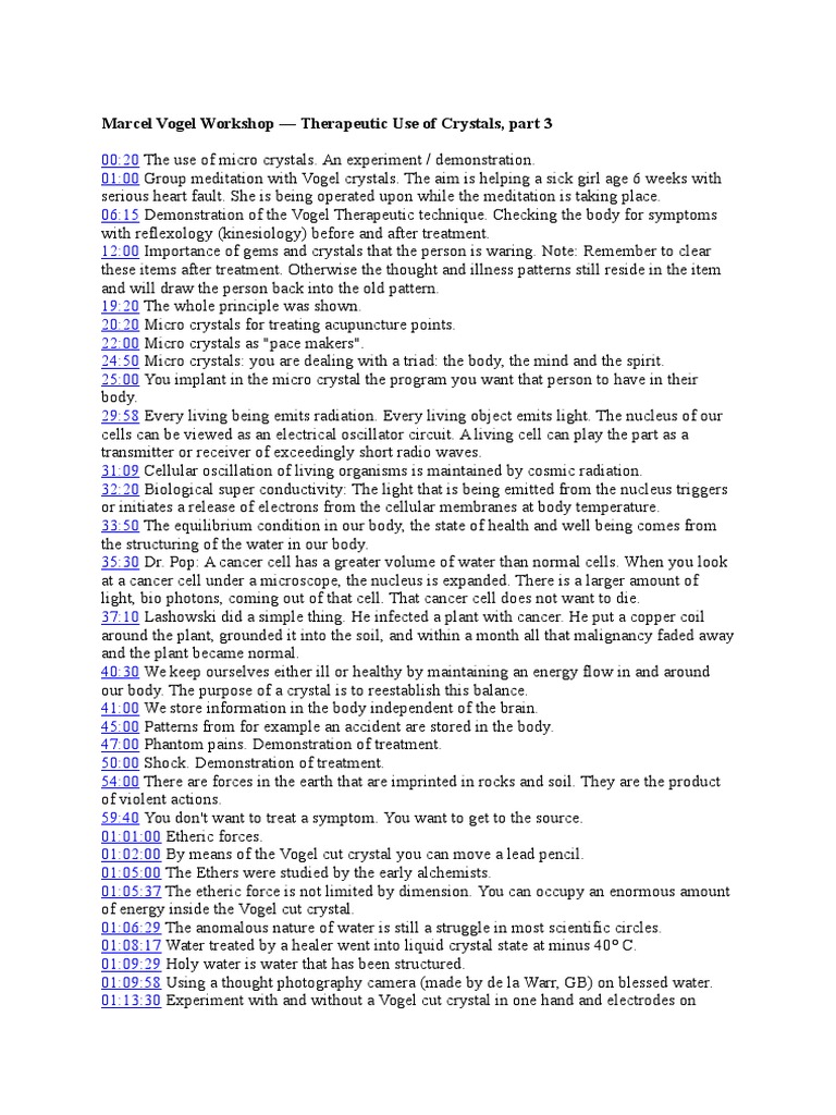 Marcel Vogel Workshop - Therapeutic Use of Crystals, Part 3 | PDF ...