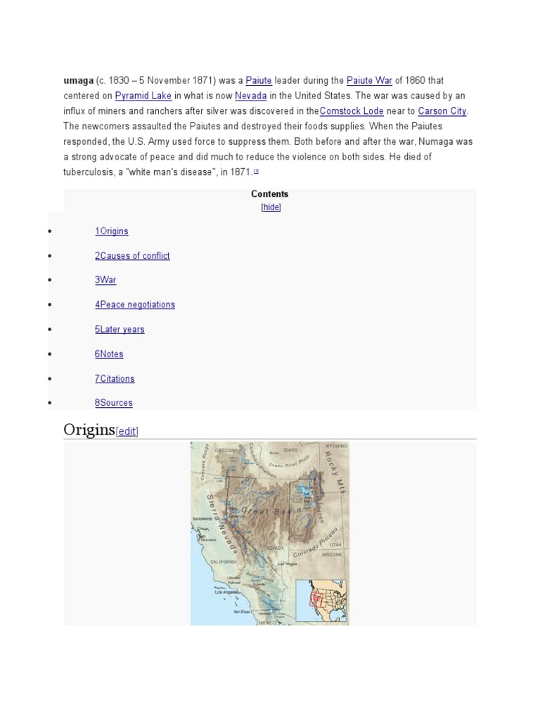Numaga: Leader of the Paiutes Who Advocated Peace During the 1860 ...